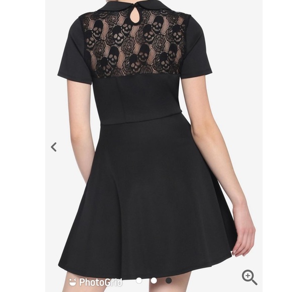Hot Topic | Dresses | Hot Topic Black Lace Collar Illusion Skull Panel ...